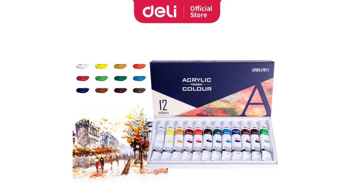 Acrylic paint Deli 12 Colors · Stationery