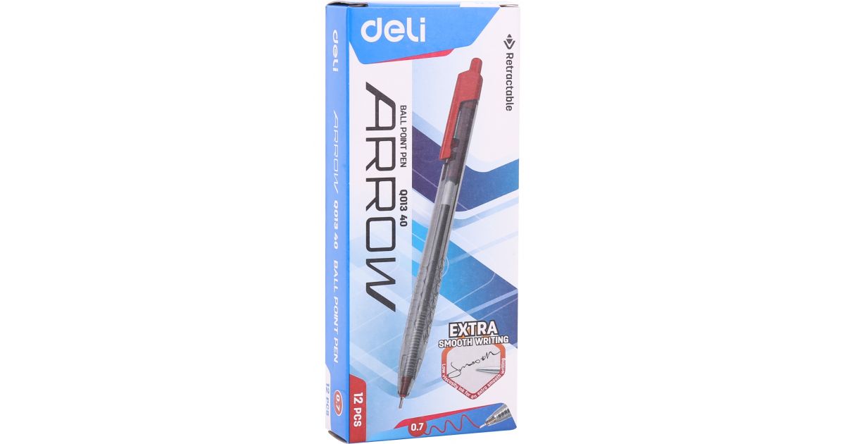 Ball Point Pen Deli 0.7mm Tip - Red · Stationery