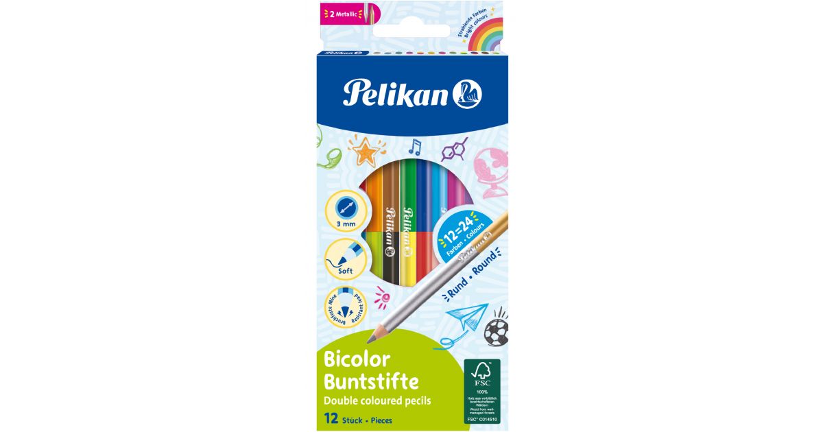 Colored pencils Bicolor Pelikan 12 Colors · Stationery