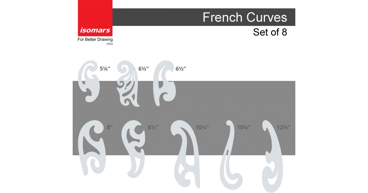 French Curve Set of 8 Isomars 8 Pieces · Stationery